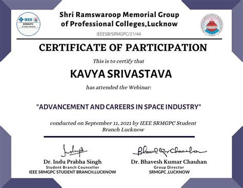 Kavya Srivastava On Linkedin Ieee Certificate