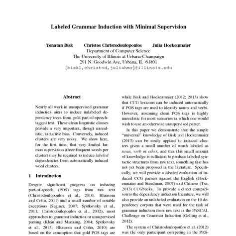 Labeled Grammar Induction With Minimal Supervision Acl Anthology