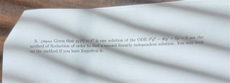 solved 3 10pts given that y1 t t2 is one solution of the