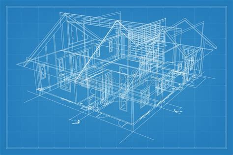 3d Render Of Building Wireframe Structure Perspective Wireframe Of House Exterior Abstract