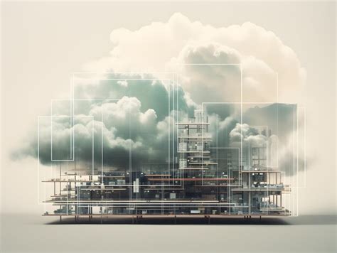 Premium AI Image Cloud Data Storage Database Cloud Computing Concept And Idea