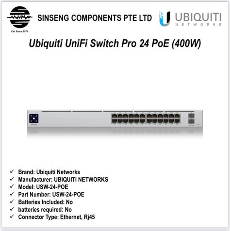 Ubiquiti Pro 24 Port Unifi Pro Series 24 Port Poe Switch Gen2 Unifi L3