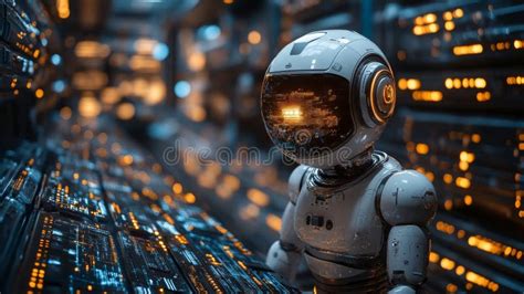 Robotic System Managing Resource Allocation In A High Tech Data Center Environment Stock Image