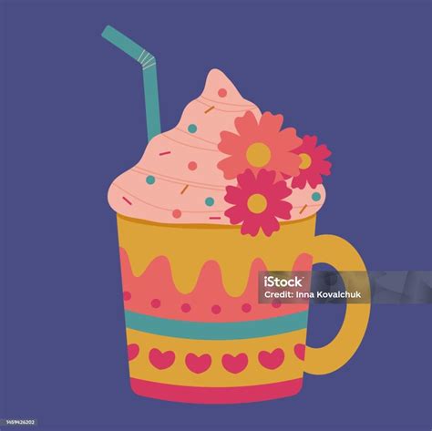 찻잔 크림 달콤한 뿌리 하트 꽃이 있는 정사각형 엽서 템플릿입니다 발렌타인 데이 초대장 사랑의 선언에 적합합니다 개념에 대한 스톡 벡터 아트 및 기타 이미지 Istock