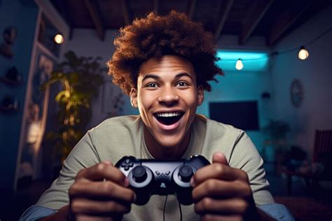 Premium Photo A Man Holding A Video Game Controller In His Hands