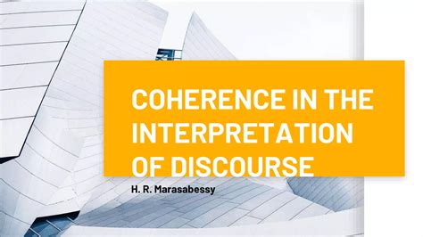 Coherence In The Interpretation Of Discourse Ppt