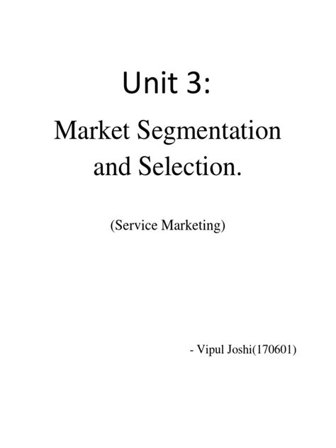 Unit 3 Service Download Free Pdf Market Segmentation Business
