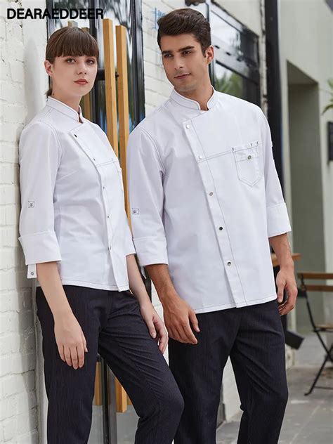 호텔 요리사 옷 긴 소매 서쪽 대중 음식점 Unisex 뒤 부엌 일 주문 조정 가능한 소매스크럽 탑 And 보텀 Aliexpress
