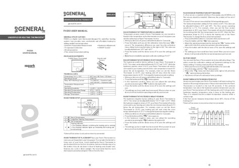 Fh250 Underfloor Heating Thermostat User Manual Generallife