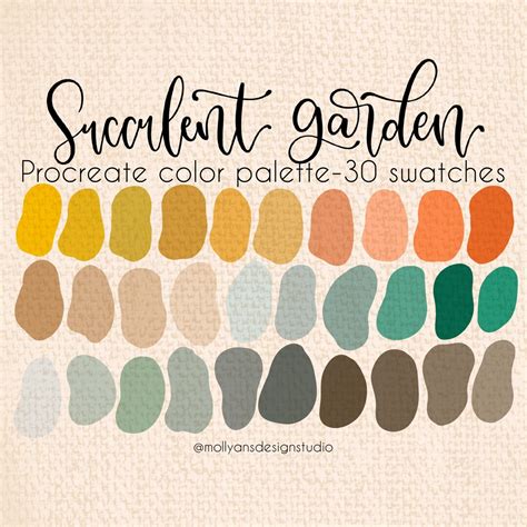 Succulent Garden Procreate Color Palette 30 Swatches Digital Etsy