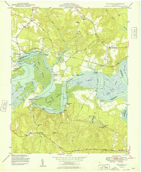 Classic Usgs New Kent Virginia 75x75 Topo Map Mytopo Map Store