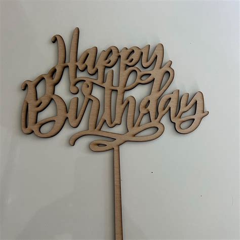 Elegant Rustic Wooden Happy Birthday Cake Topper Perfect For Any