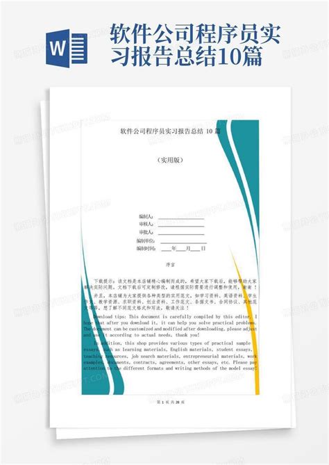 软件公司程序员实习报告总结10篇word模板下载 编号qjnzynpk 熊猫办公
