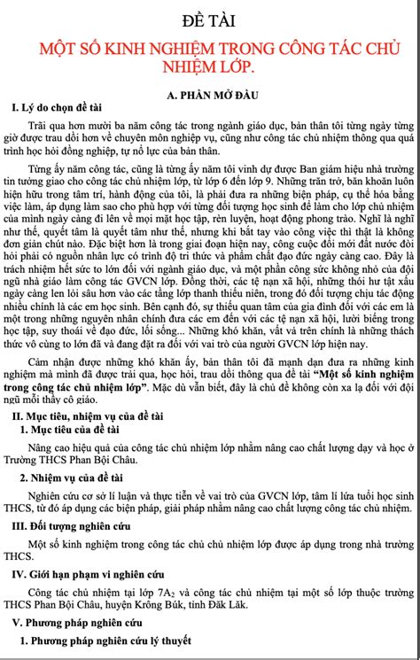 SKKN Một số kinh nghiệm trong công tác chủ nhiệm lớp