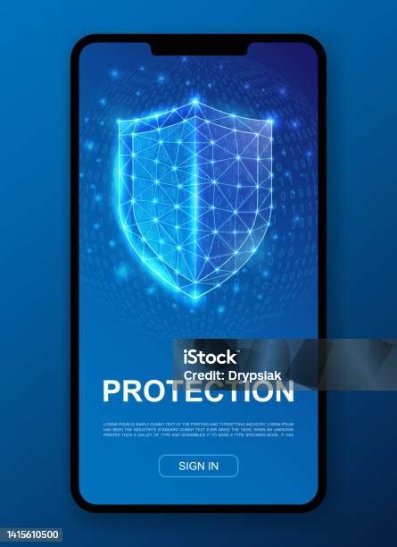 Ui Ux 디자인 템플릿에 대한 방패 3d 다각형 기호 홈페이지 앱 디자인을위한 낮은 폴리 안티 바이러스 일러스트레이션 사이버