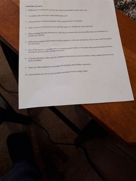 Solved True False 2 Points 1 Differential Revenues And