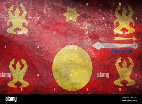 Retro Flag Of Hmong People With Grunge Texture Flag Representing