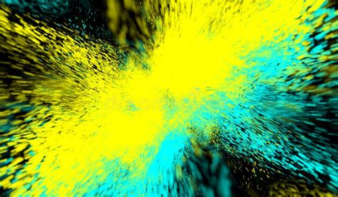 3d Abstract Digital Technology Particles Fragmentation And Mixing Of Yellow Blue On Black