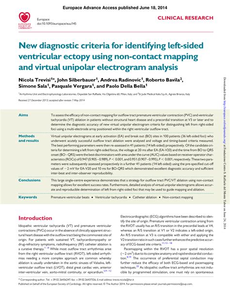 Pdf New Diagnostic Criteria For Identifying Left Sided Ventricular Ectopy Using Non Contact