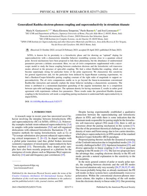 Pdf Generalized Rashba Electron Phonon Coupling And Superconductivity