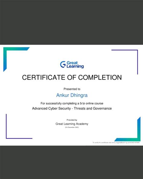 Ankur Dhingra On Linkedin Certificate Cybersecurity Governance Fcu