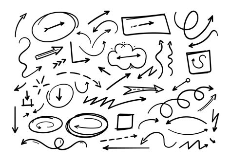 Hand Drawn Arrow Arrows Direction Pointer Cursor Lines Doodle Scribble