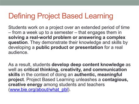 Applying Principles Of Pbl In The Classroom Pptx