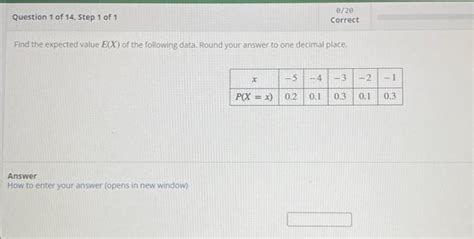 Solved Find The Expected Value E X Of The Following Data