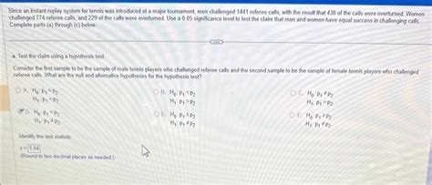 solved identify the test statistic the p value test the
