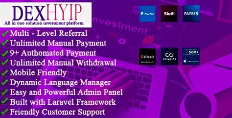 Dexhyip All In One Solution Investment Platform Php Script Bliter Gpl