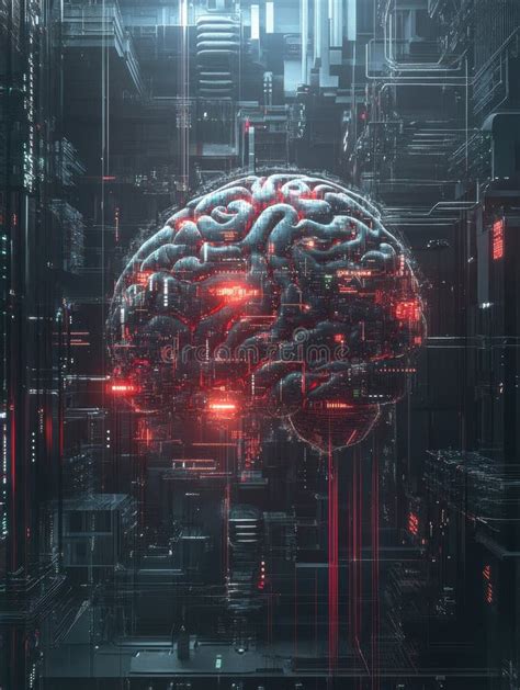 A Digital Brain Merges Seamlessly With Ai Components Like Circuits And Holographic Projections