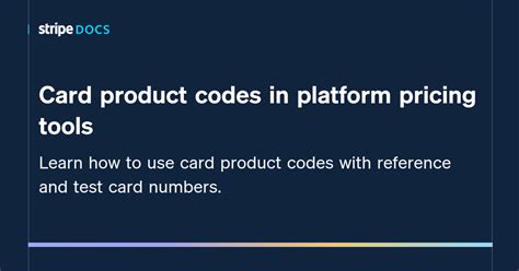 Card Product Codes In Platform Pricing Tools Stripe Documentation
