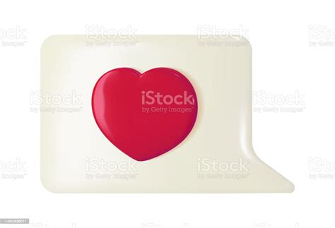 사랑 메시지 채팅 알림 아이콘 벡터 버튼 Ui 요소와 같은 소셜 미디어 댓글 게시물로 빨간 심장이 있는 3d 말풍선 3차원 형태에 대한 스톡 벡터 아트 및 기타 이미지