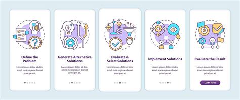 Problem Solving Steps Onboarding Screen Icon Navigation Banner Vector Icon Navigation Banner