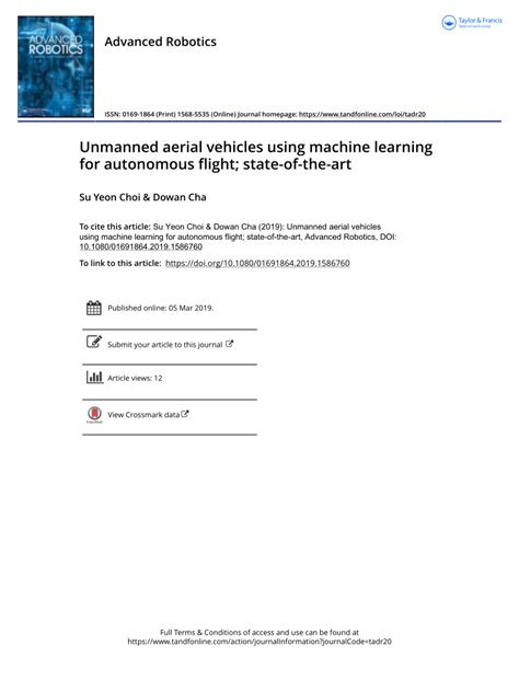 Pdf Unmanned Aerial Vehicles Using Machine Learning For Autonomous Flight State Of The Art