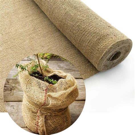 Wellco 2 Ft X 15 Ft Gardening Burlap Roll Natural Burlap Fabric For Weed Barrier Tree Wrap