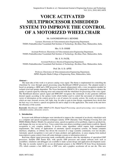 Pdf Voice Activated Multiprocessor Embedded System To Improve The Control Of A Motorized