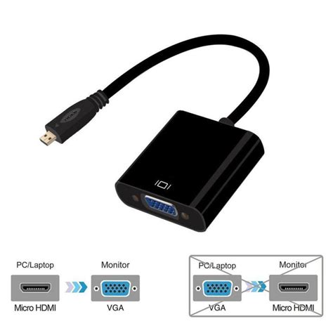 Micro Hdmi To Vga Adapter Male To Female Supports Audio Lazada Ph