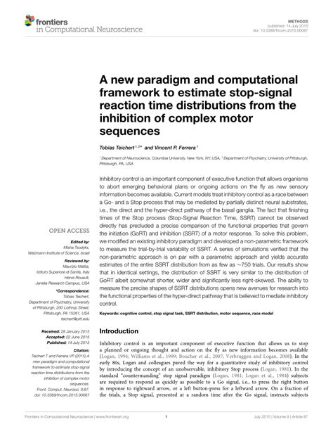 Pdf A New Paradigm And Computational Framework To Estimate Stop