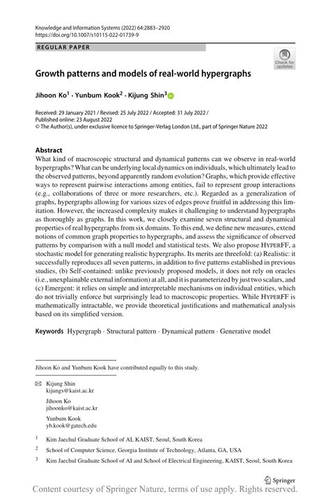 Growth Patterns And Models Of Real World Hypergraphs Request Pdf