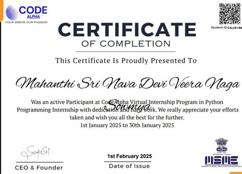 Sowmya Mahanthi On Linkedin Python Internship Learning Codealpha
