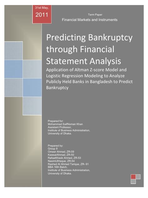 predicting bankruptcy through financial statement analysis pdf