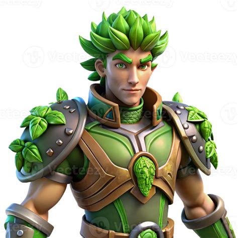 extraordinary classic Green Nature Warrior 3D Render 4K 56755058 PNG