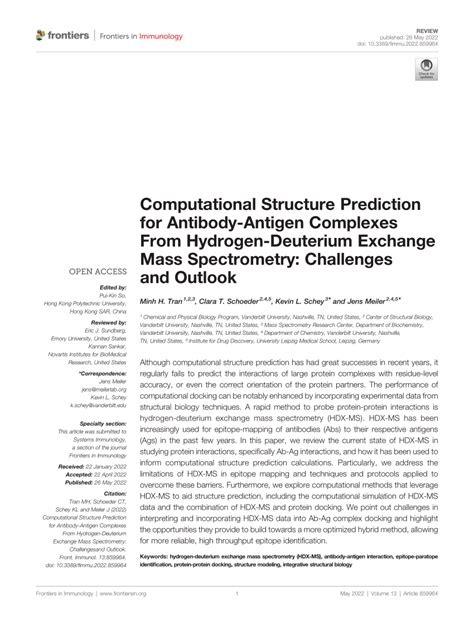 Pdf Computational Structure Prediction For Antibody Antigen Complexes From Hydrogen Deuterium