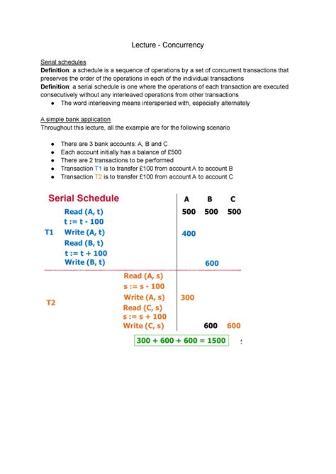database concurrency lecture concurrency serial schedules