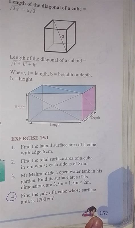 Length Of The Diagonal Of A Cube 3a2 A3 Length Of The Diagonal Of A C