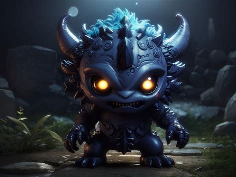 Premium Ai Image 3d Realistic Chibi Night Monster