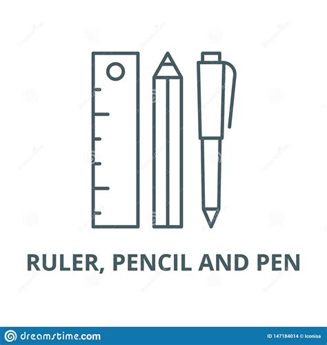 Ruler Pencil And Pen Vector Line Icon Linear Concept Outline Sign Symbol Stock Vector