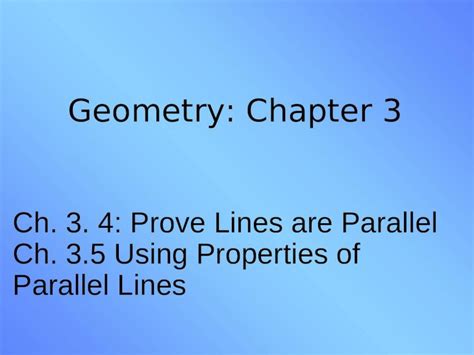 PPT Geometry Chapter Ch Prove Lines Are Parallel Ch