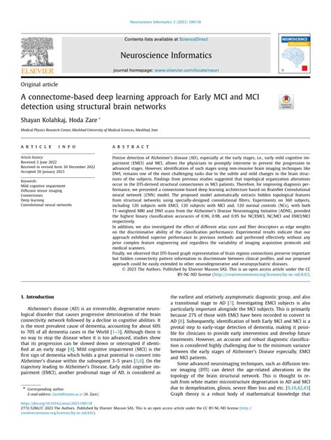 Pdf A Connectome Based Deep Learning Approach For Early Mci And Mci